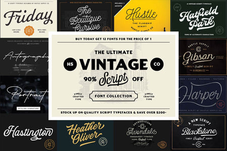 The Ultimate Vintage Script Font Collection | RetroSupply Co.