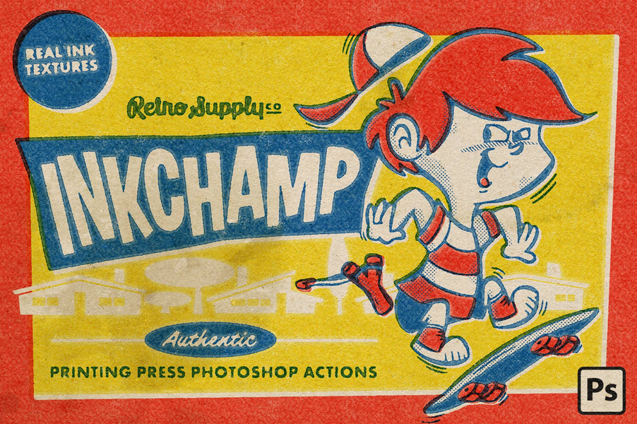 InkChamp Plate Effect Photoshop Action | RetroSupply Co.