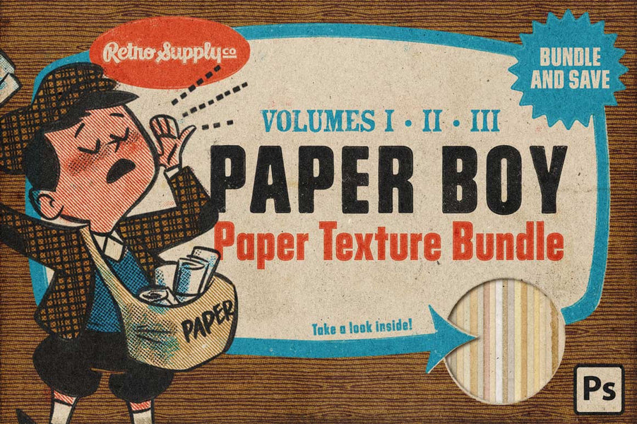 Paper Boy Paper Texture Bundle for Photoshop | RetroSupply Co.