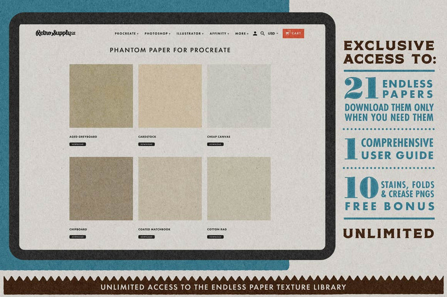 Phantom Paper Bundle for Procreate | RetroSupply Co.