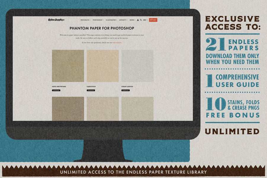 Phantom Paper Bundle for Photoshop | RetroSupply Co.