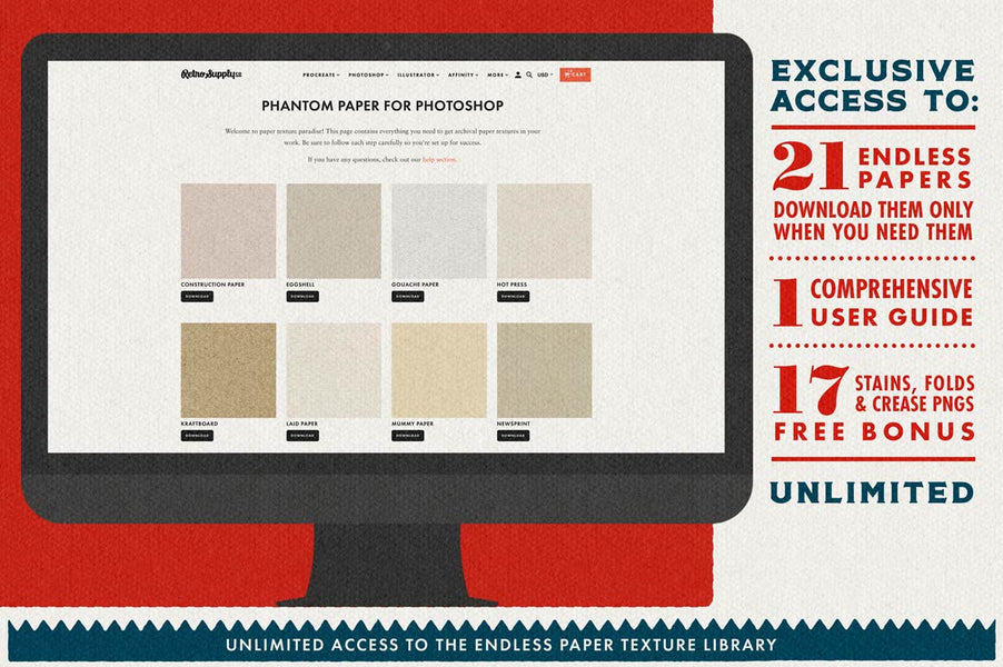 Phantom Paper Bundle for Photoshop | RetroSupply Co.