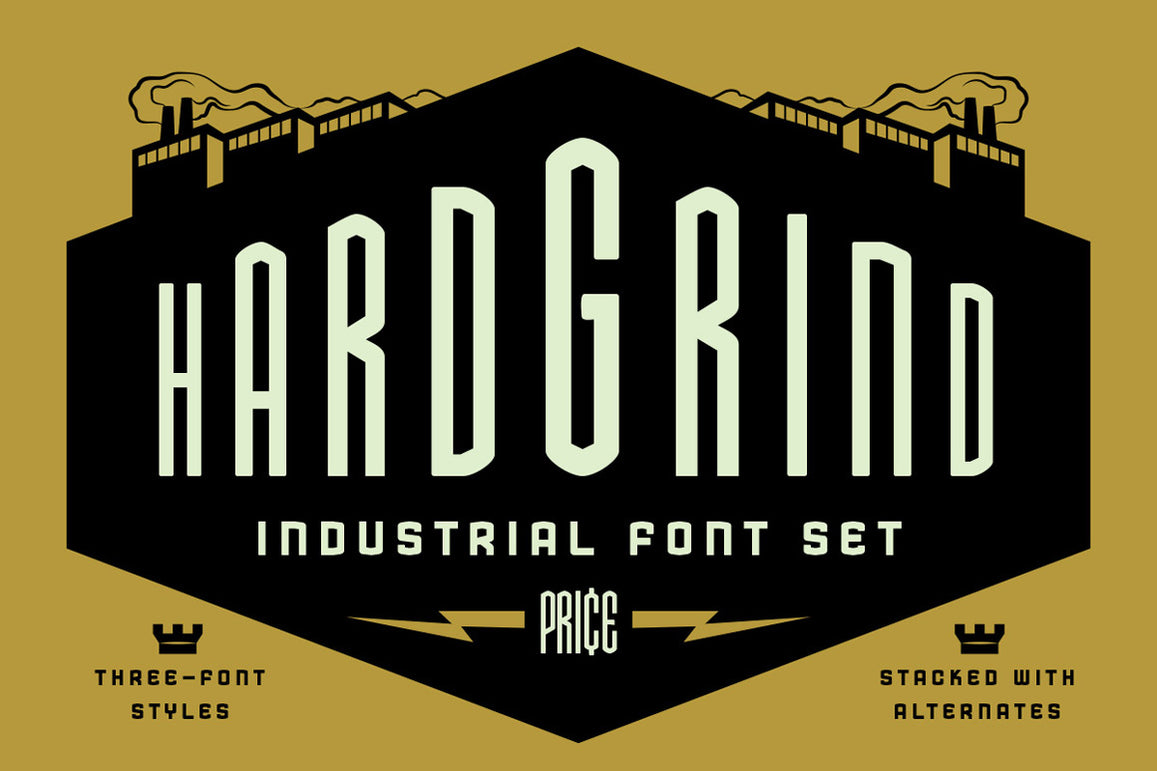 Hard Grind Industrial Font Set | RetroSupply Co.