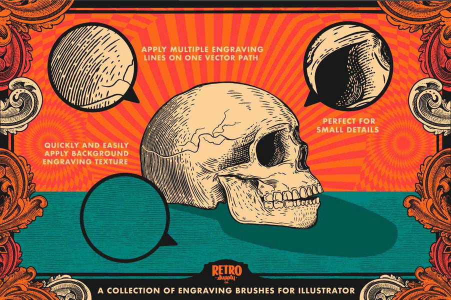 Deep Cuts | Engraving Brushes for Illustrator - RetroSupply Co.
