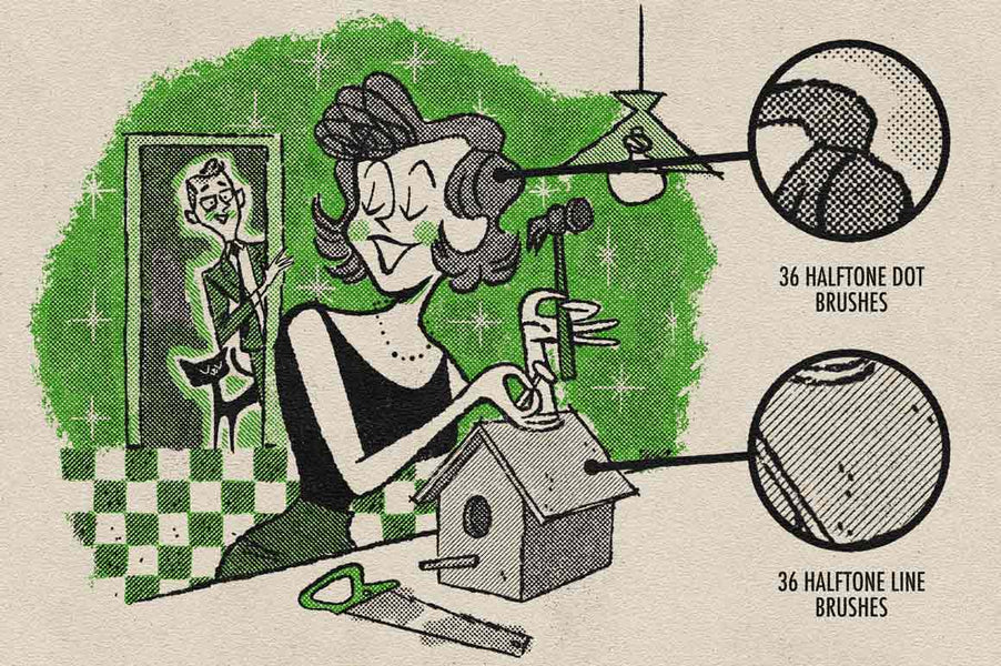 DupliTone Halftone Brushes for Illustrator | RetroSupply Co.