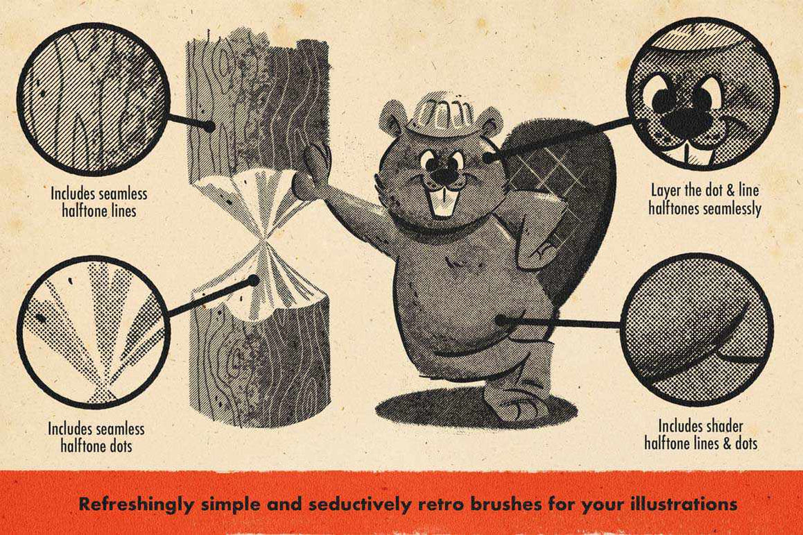 DupliTone Halftone Brushes for Illustrator | RetroSupply Co.